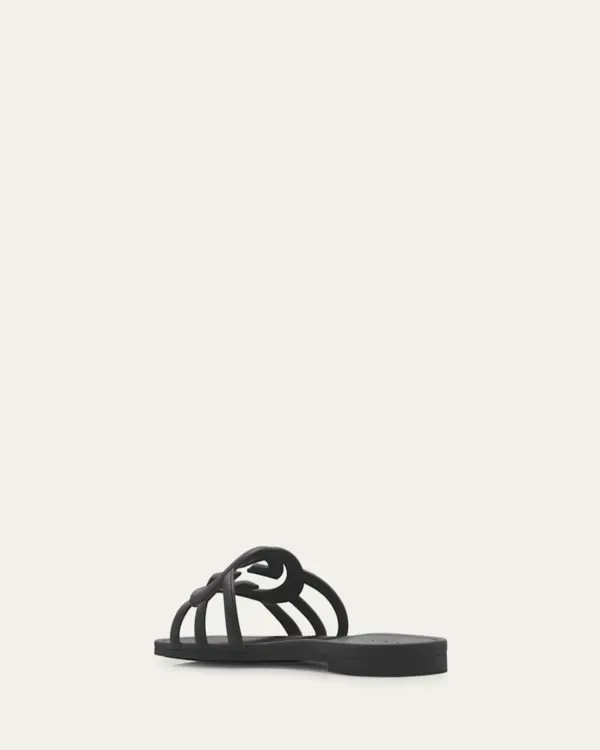 Gucci Palma Gg Rubber Flat Slides - Black