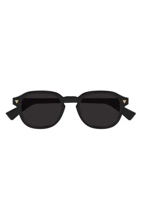 Bottega Veneta 49mm Round Frame Sunglasses - Black