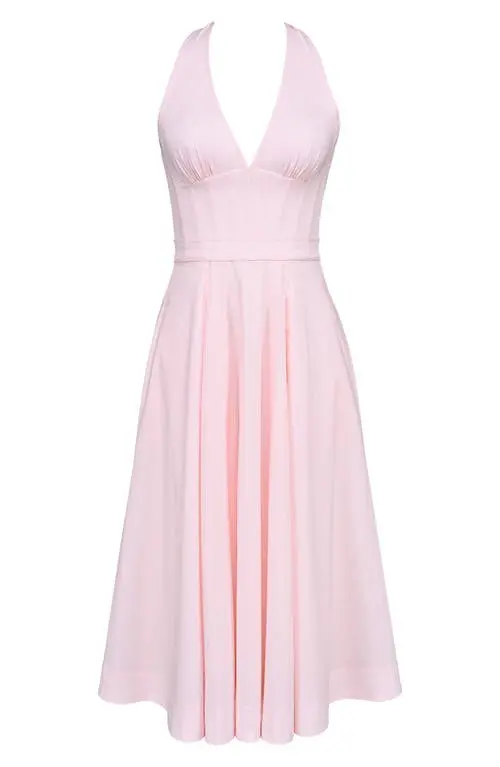 House Of Cb Allena Halter Cotton Midi Dress - Icy Pink | Editorialist