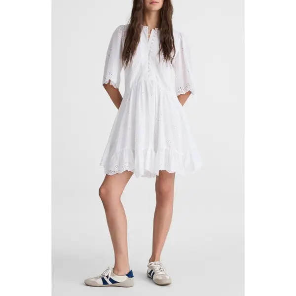 Madewell Eyelet Flutter-sleeve Minidress