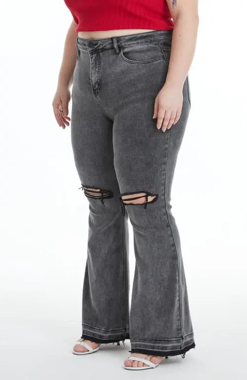 BAYEAS Lauren High Waist Ripped Flare Jeans - Grey