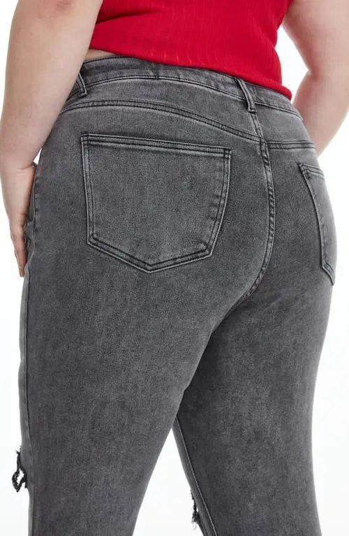 BAYEAS Lauren High Waist Ripped Flare Jeans - Grey