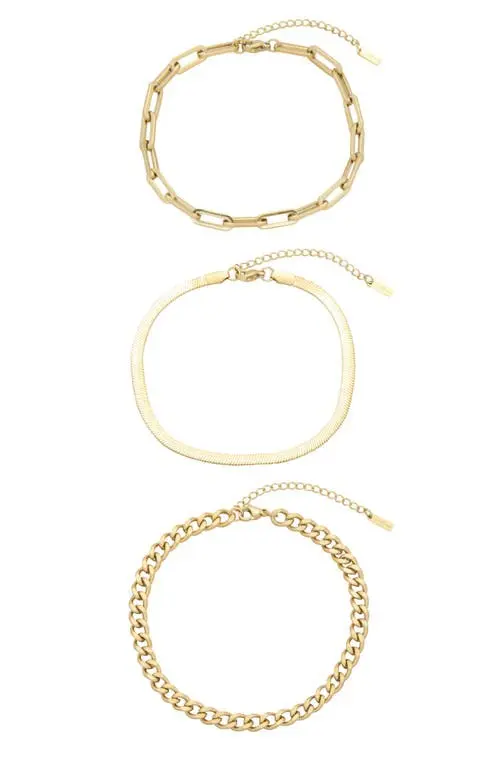 ST. MORAN Set Of 3 Chain Anklets - Gold