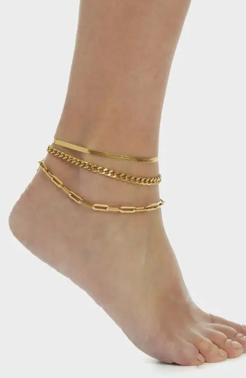 ST. MORAN Set Of 3 Chain Anklets - Gold