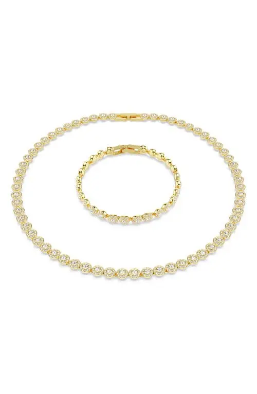 SWAROVSKI Una Angelic Crystal Tennis Necklace & Bracelet Set - White/ Gold