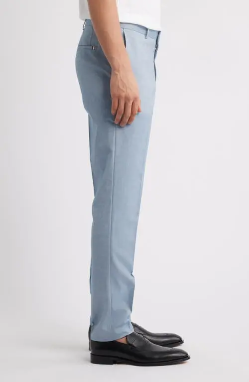 BOSS Genius Slim Fit Flat Front Stretch Dress Pants - Light Blue