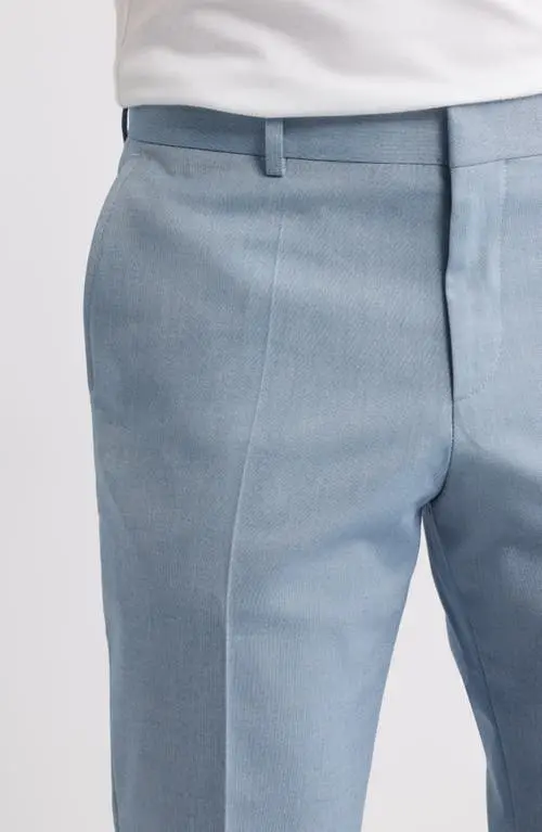 BOSS Genius Slim Fit Flat Front Stretch Dress Pants - Light Blue