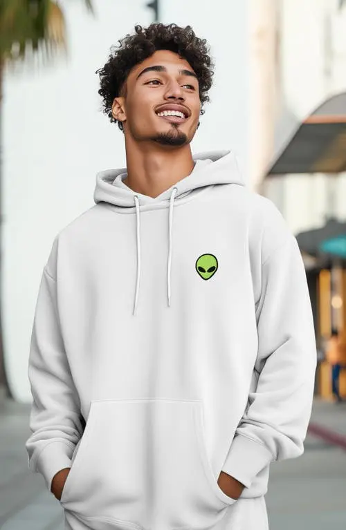 DALIX Alien Graphic Hoodie - White