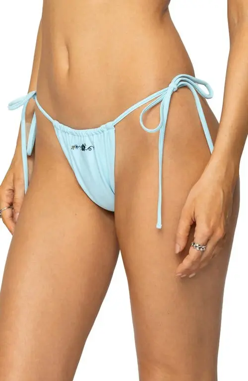 EDIKTED Coralle Side Tie Bikini Bottom - Blue