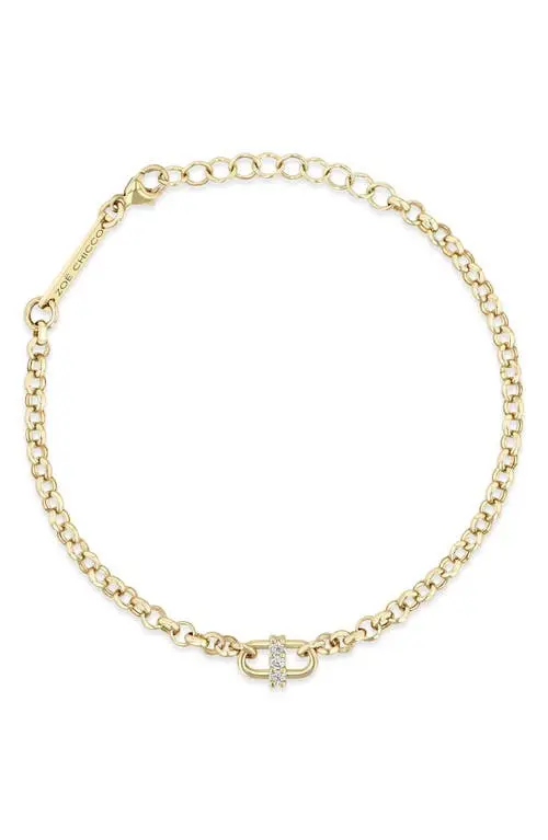 Zoe Chicco Diamond Link Rolo Chain Bracelet - 14k Yellow Gold