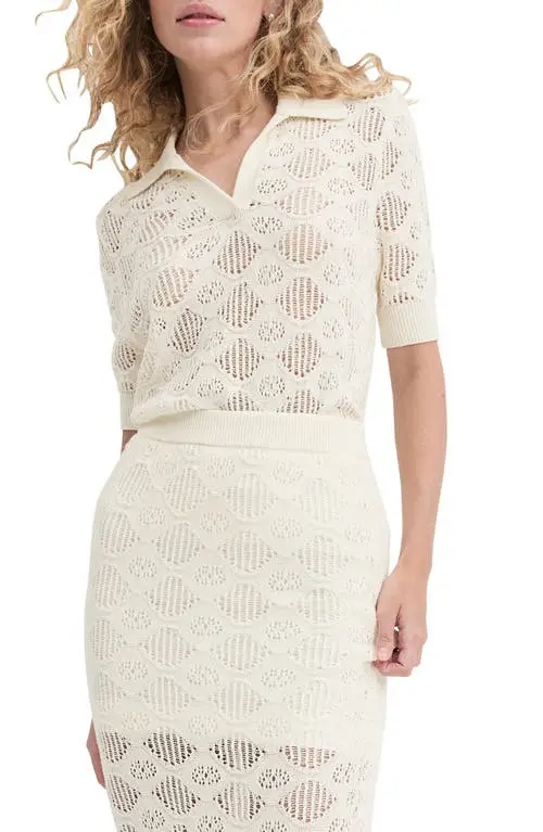 FAVORITE DAUGHTER Courtside Open Stitch Polo Sweater