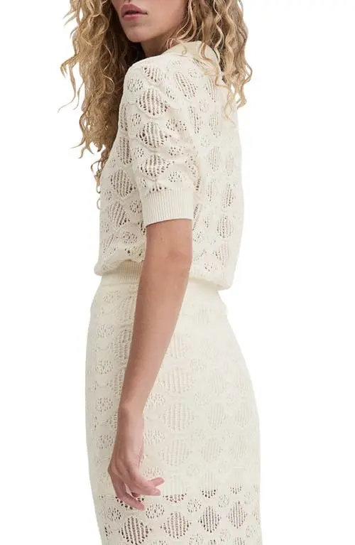 FAVORITE DAUGHTER Courtside Open Stitch Polo Sweater