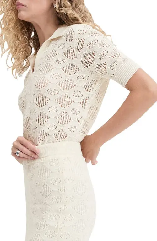 FAVORITE DAUGHTER Courtside Open Stitch Polo Sweater