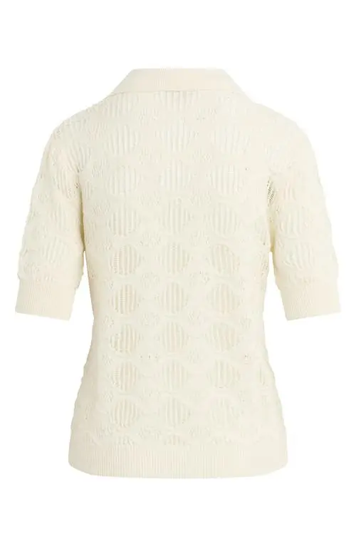 FAVORITE DAUGHTER Courtside Open Stitch Polo Sweater