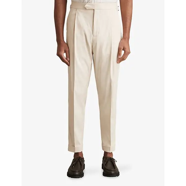 REISS Cantwell Tapered-leg Cotton-blend Trousers