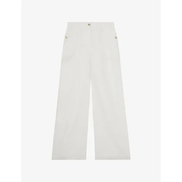 REISS Wide-leg Linen Trousers - White
