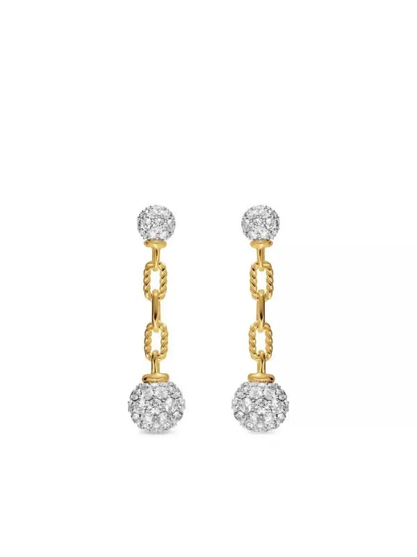 David Yurman 18kt Yellow Diamond Drop Earrings - Gold