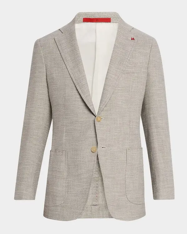 Isaia Textured Wool-blend Blazer - Light Brow