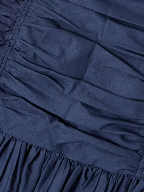 Matteau Strapless Ruched Organic Cotton-poplin Midi Dress - Blue