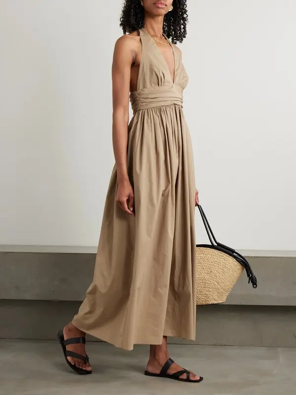 Matteau Gathered Halterneck Maxi Dress - Neutrals