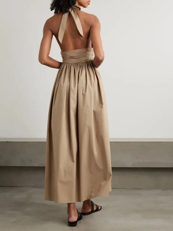 Matteau Gathered Halterneck Maxi Dress - Neutrals