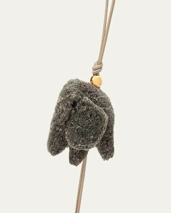 Loewe Elephant Bag Charm In Raffia And Leather