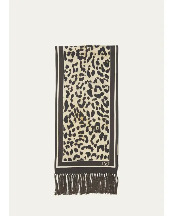 Valentino Garavani Animal Twill Fringe Scarf - Multicolor