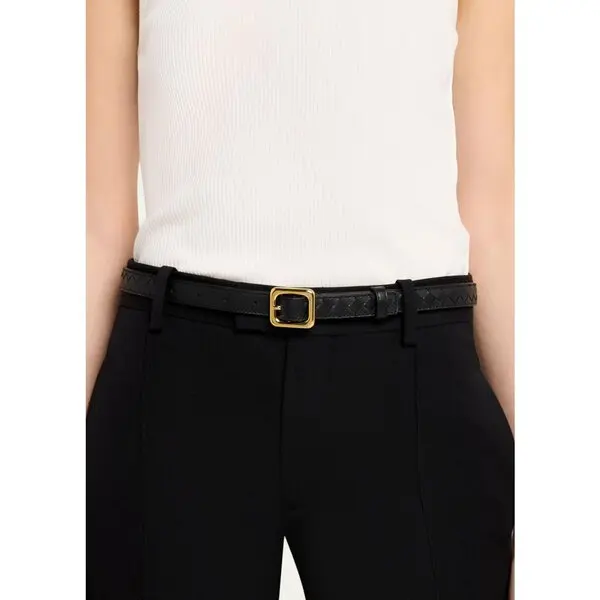 Bottega Veneta Watch-buckle Intrecciato Leather Belt - Black