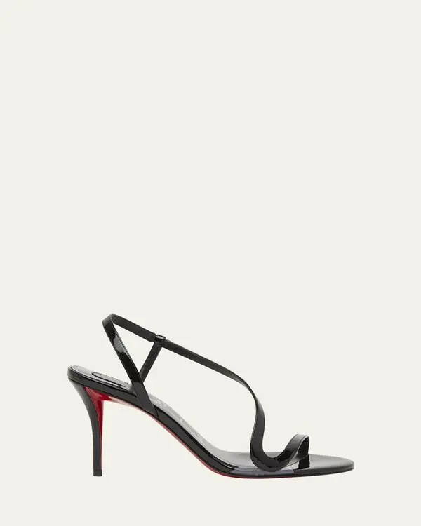 CHRISTIAN LOUBOUTIN Rosa Z Patent Red Sole Sandals - Black