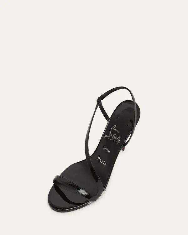 CHRISTIAN LOUBOUTIN Rosa Z Patent Red Sole Sandals - Black