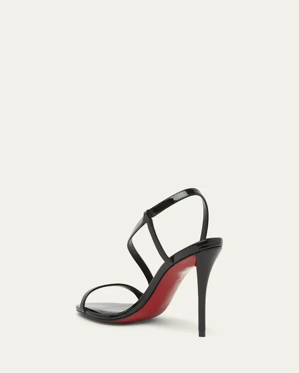 CHRISTIAN LOUBOUTIN Rosa Z Patent Red Sole Sandals - Black
