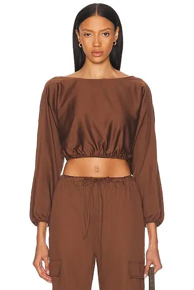 LESET Yoko Long Sleeve Blouson Top