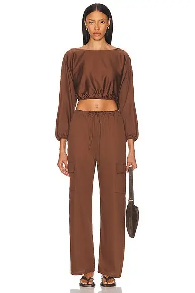 LESET Yoko Long Sleeve Blouson Top