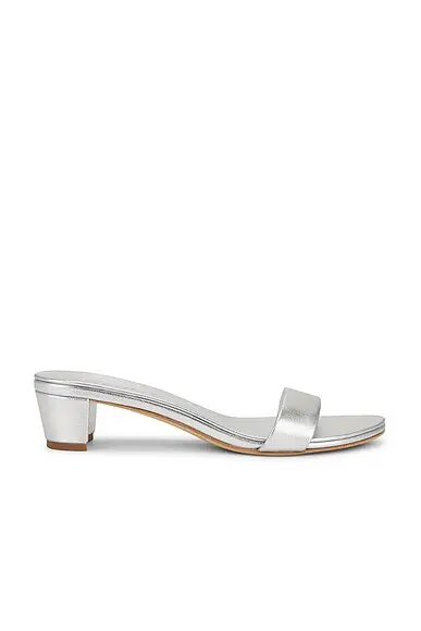 ZIAH Metallic Leather Slip-on Mules With Block Heel