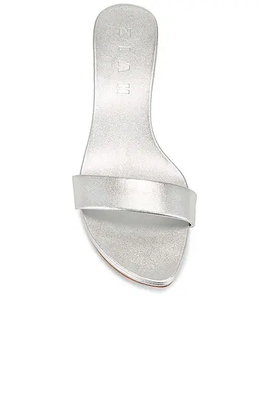 ZIAH Metallic Leather Slip-on Mules With Block Heel