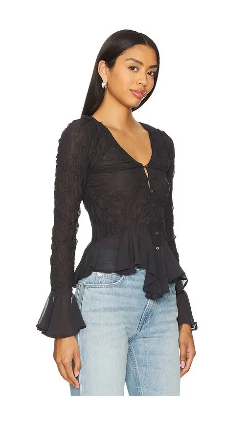 Free People Elias Smocked Blouse - Black