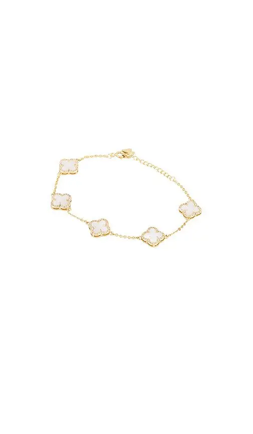 BY ADINA EDEN Mini Multi Pave Clover Bracelet - Mother Of Pearl