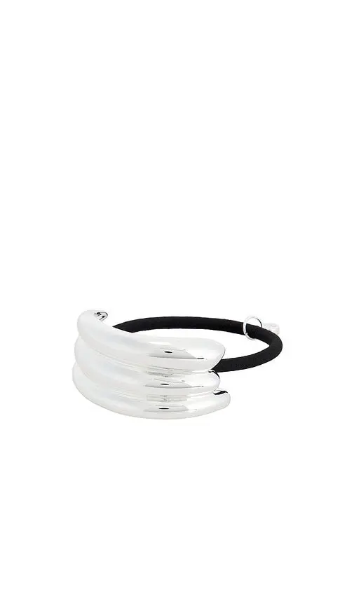 Ettika Modern Rows Hair Tie - Silver & Black
