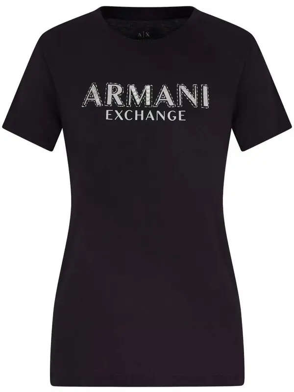 Armani Exchange Logo-embellished T-shirt - Black