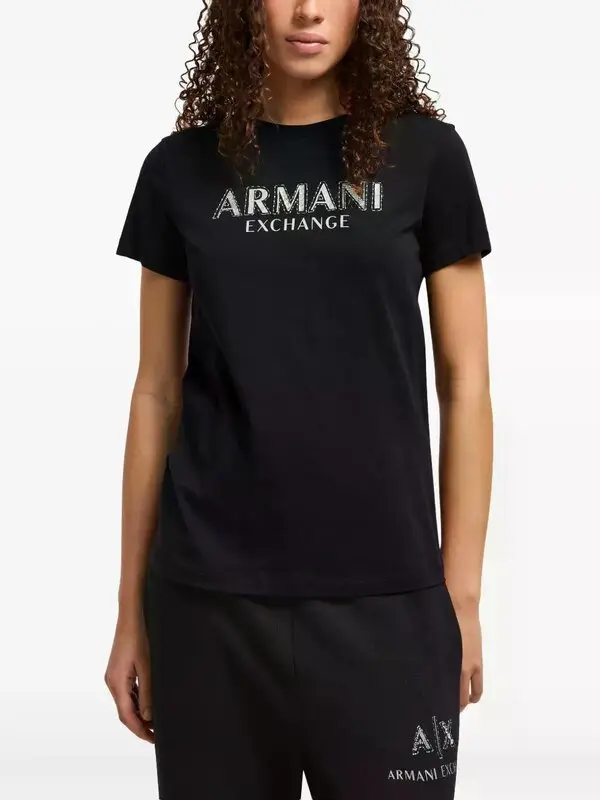 Armani Exchange Logo-embellished T-shirt - Black