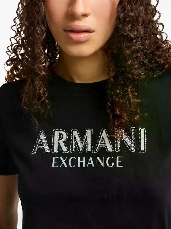 Armani Exchange Logo-embellished T-shirt - Black
