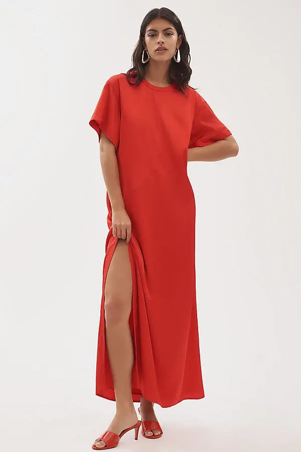 open lace back dress Convertible Bow-Detail Bubble Hem Midaxi Dress in Wine Red - 6 main image 0