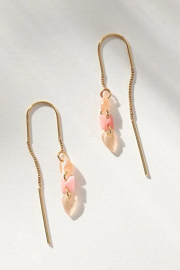 Triple-gem Fish Hook Earrings - Orange