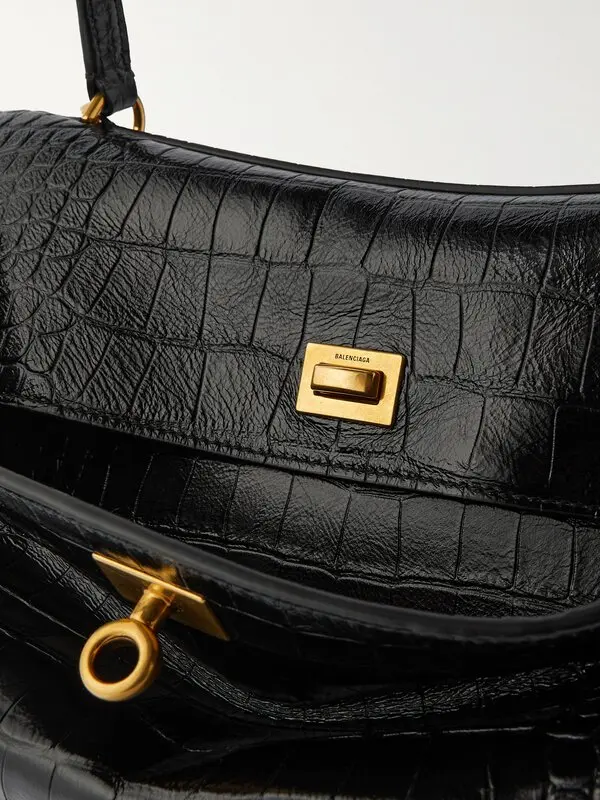 Balenciaga Rodeo Medium Croc-effect Leather Tote