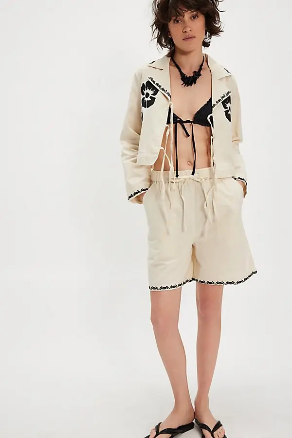Native Youth Embroidered Linen Suit Set