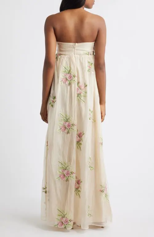 Lulus Fiona Floral Embroidered Dress - Cream Multi
