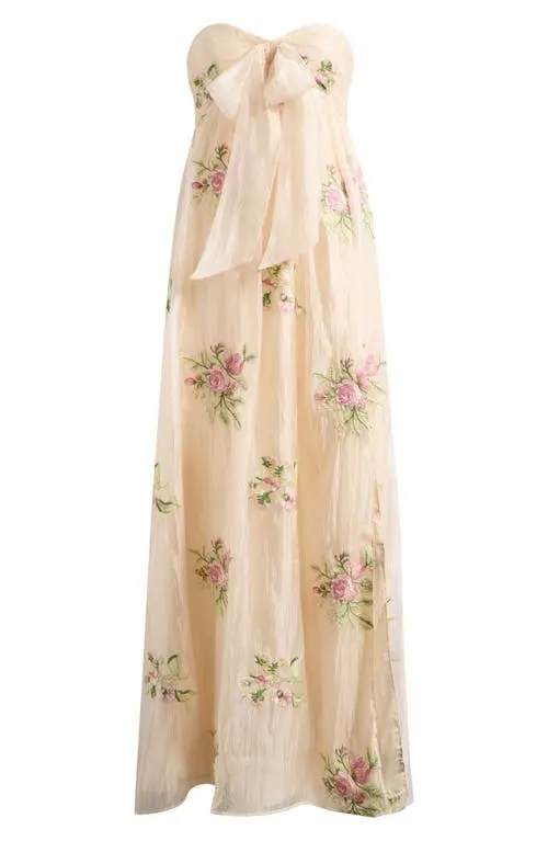 Lulus Fiona Floral Embroidered Dress - Cream Multi