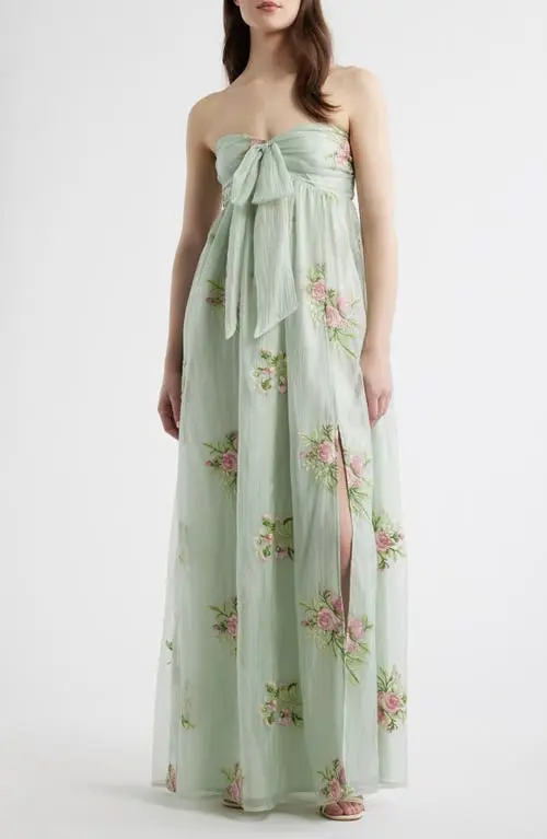 Lulus Fiona Floral Embroidered Dress - Sage
