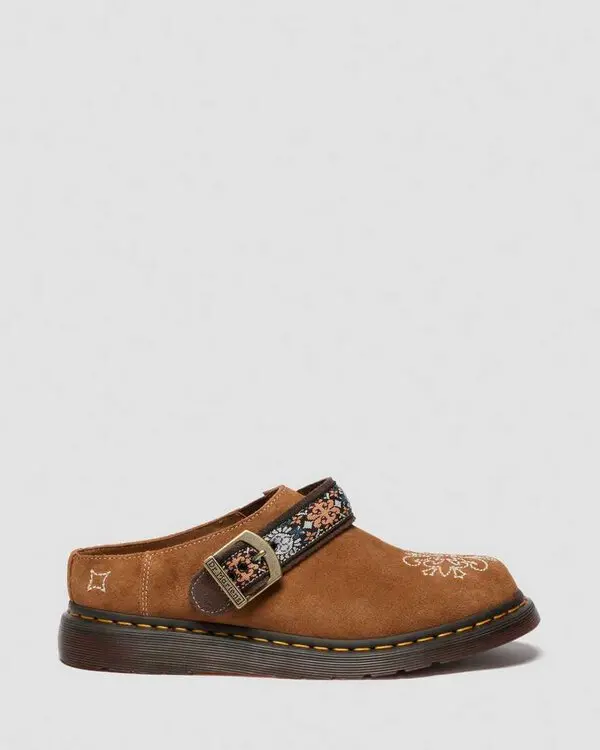 Dr. Martens Isham Suede And Jacquard Mules