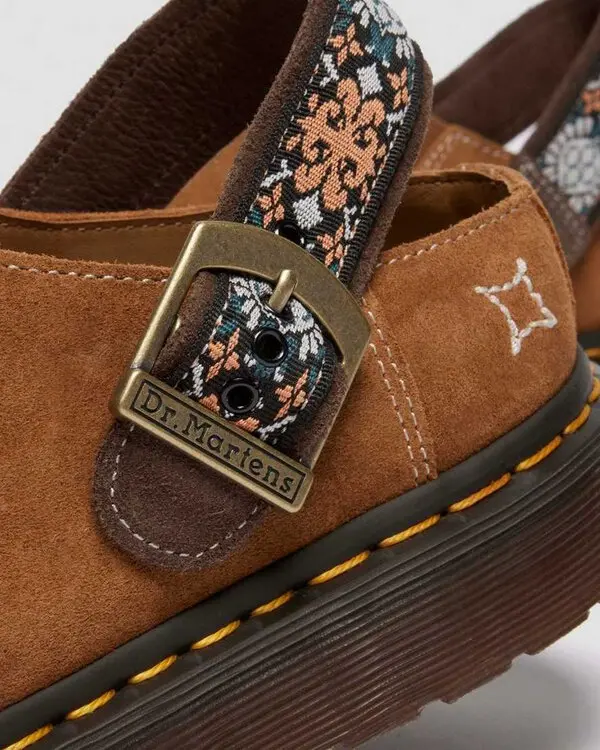Dr. Martens Isham Suede And Jacquard Mules